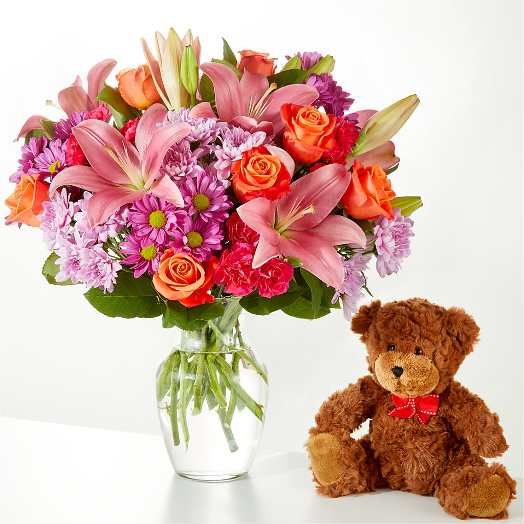 One and Only Bouquet and Bear Bundle–Randalls Flowers